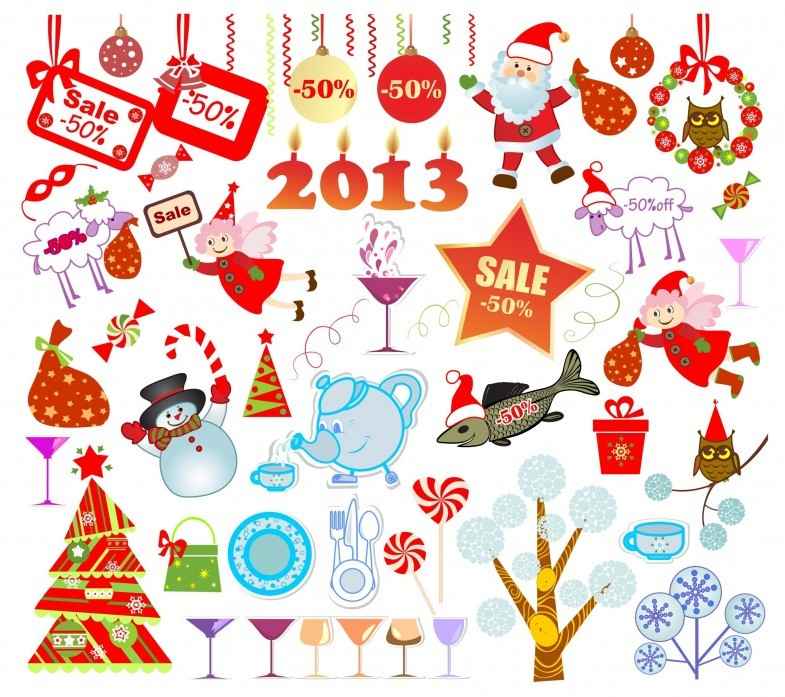Christmas Cartoon Elements Free Vector Download