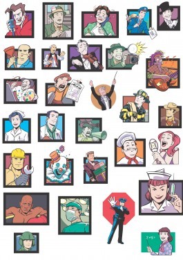 Jobs and professions cartoon characters Download Vector