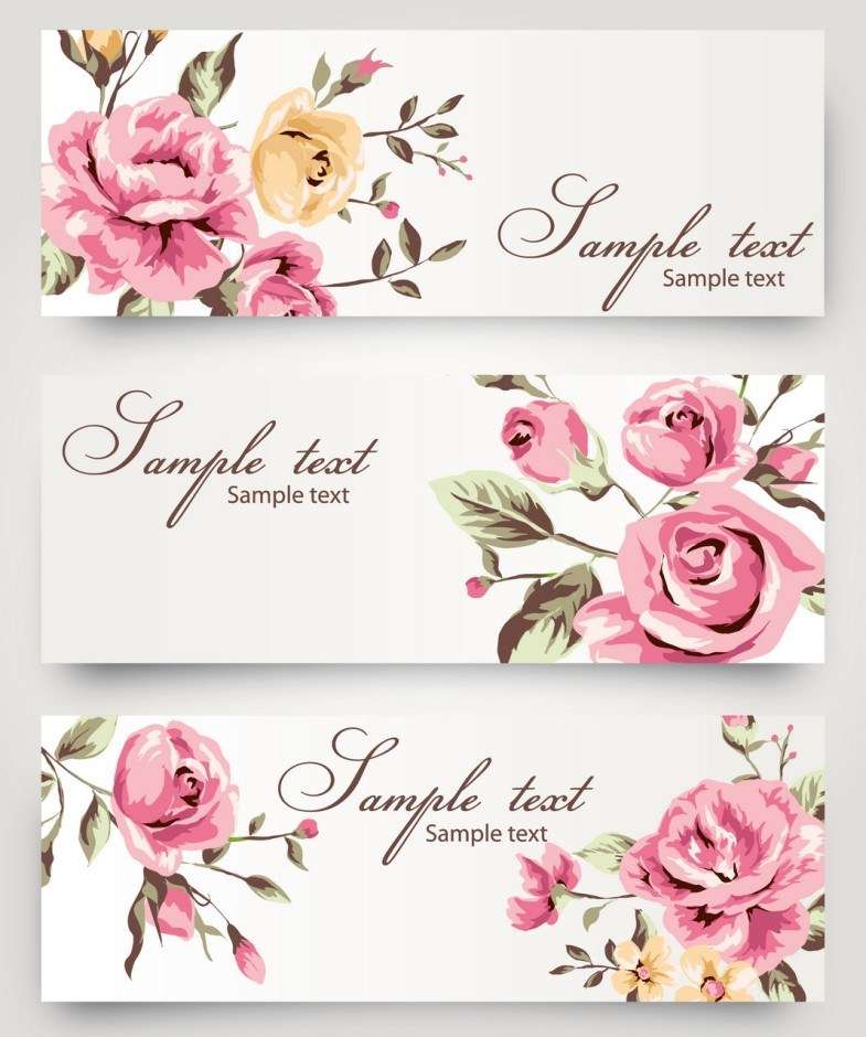 Banner 12 [flower, rose, hand painted] Download Vector